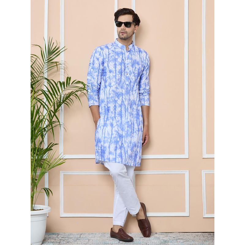 Buy See Designs Blue Printed and Embroidered Cotton Straight Kurta with ...