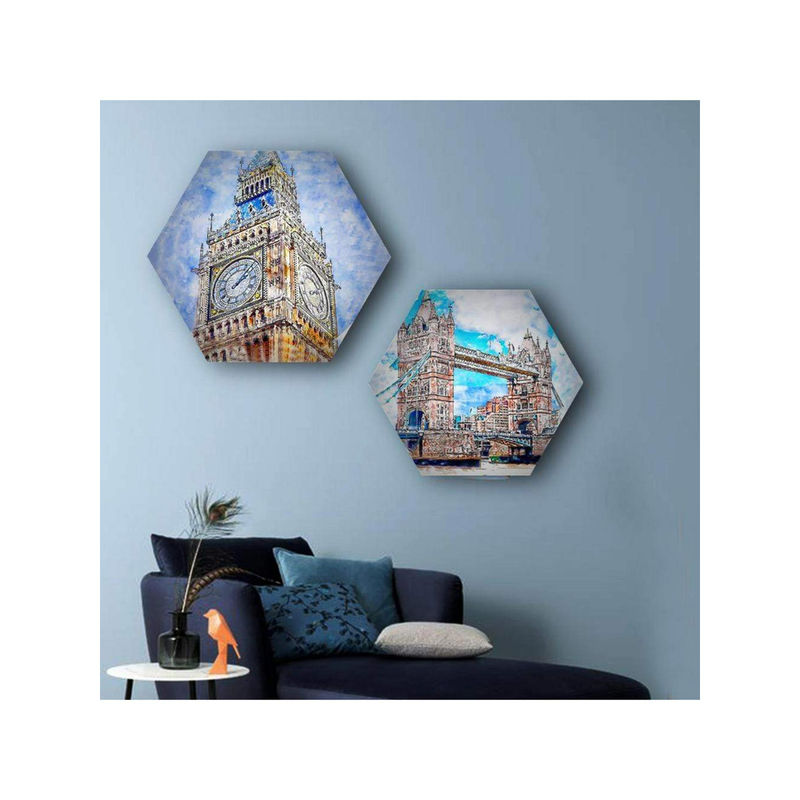 Buy The Artment Painted Monuments Hexagonal Canvas Matte Finish Set Of ...