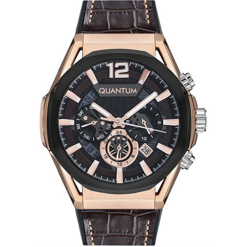 Buy Quantum Powertech Multifunction Dual Time Black Round Dial Mens Watch - Pwg970.852 Online