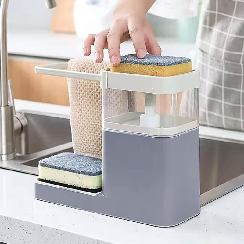 Buy Kuber Industries 3-in-1 Soap Dispenser (800ml) with Sponge Holder ...