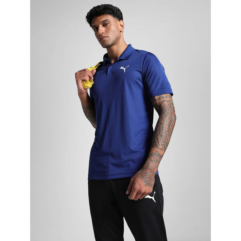 Buy Puma Navy Blue Solid Polo T-shirt Online