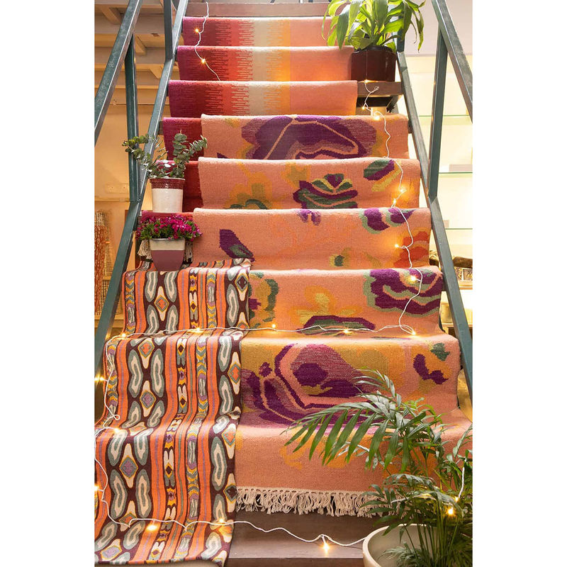 Buy Freedom Tree Rose Bagh Pure Cotton And Wool Pink Blush Woven Rug ...