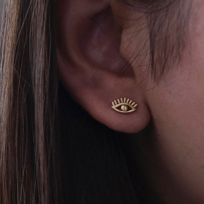 Buy ANUSHKA JAIN JEWELLERY 925 Evil Eye Studs In Sterling Silver With Gold Vermeil Online