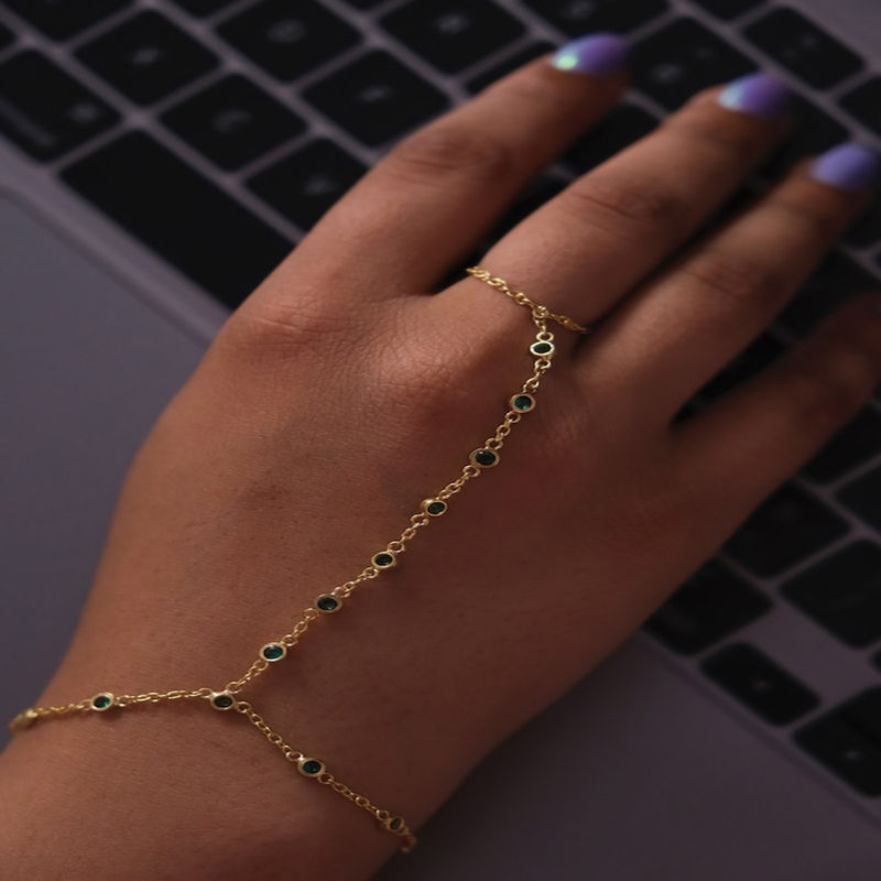 Buy ANUSHKA JAIN JEWELLERY 925 Emerald Hathfool In Sterling Silver With ...