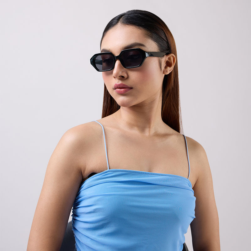 Buy Twenty Dresses by Nykaa Fashion Black Rectangular Solid Sunglasses Online