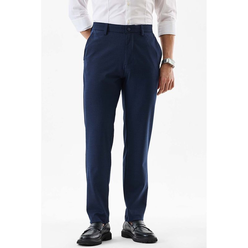 Buy Snitch Black Checks Slim Formal Trouser for Men Online