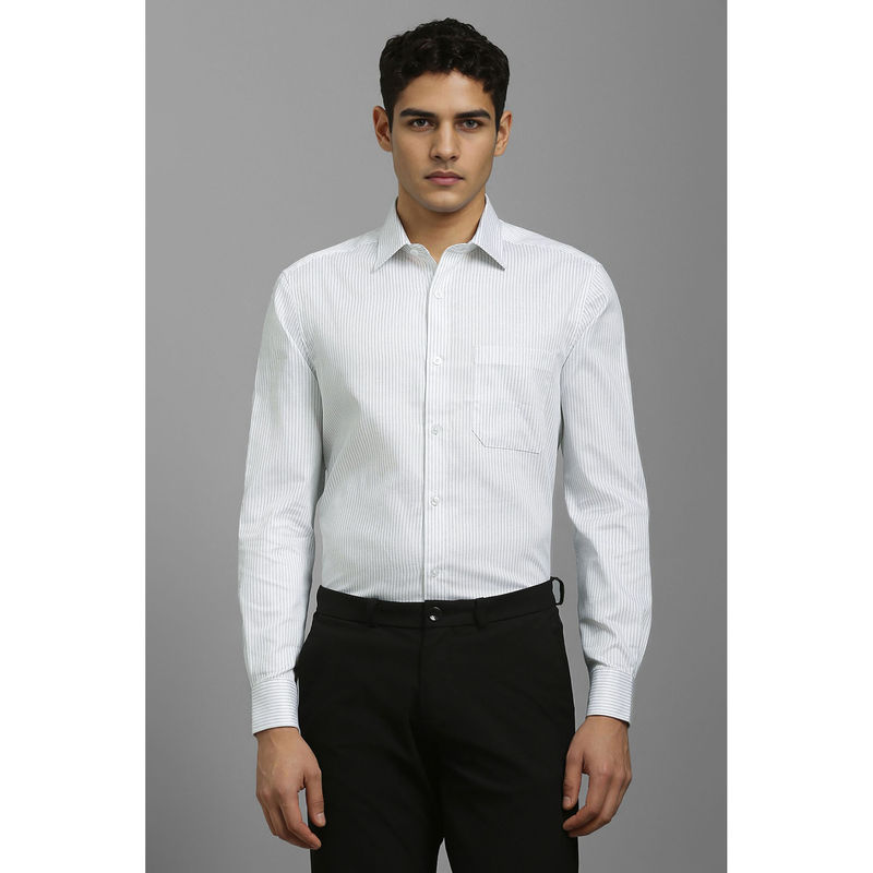 Buy Louis Philippe Men White Stripes Full Sleeves Formal Shirt Online