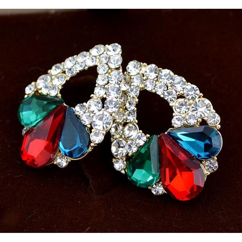 Buy OOMPH 18K Gold Plated Multicolour Large Floral Cubic Zirconia ...