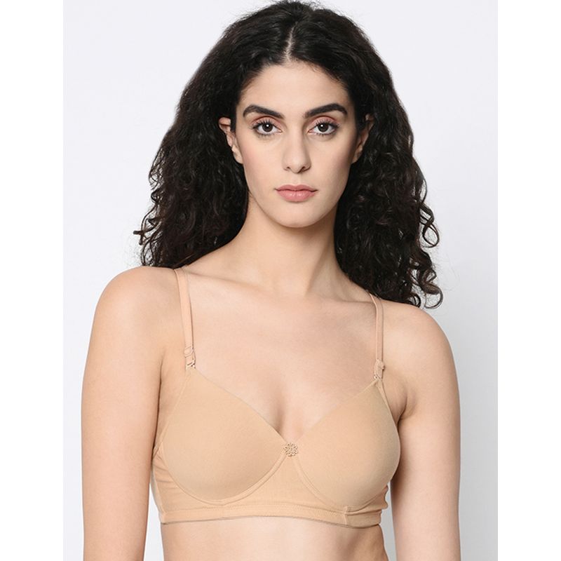 Buy Da Intimo Beige Lightly Padded Wirefree Medium Coverage T-Shirts Bra Online