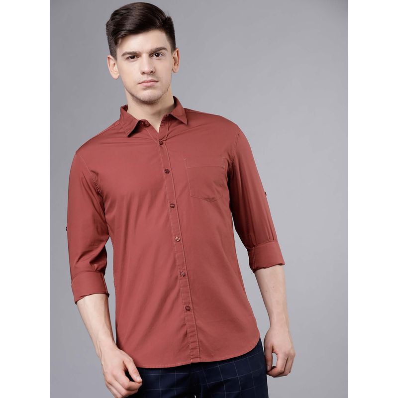 Buy HIGHLANDER Men Rust Slim Fit Solid Casual Shirt Online