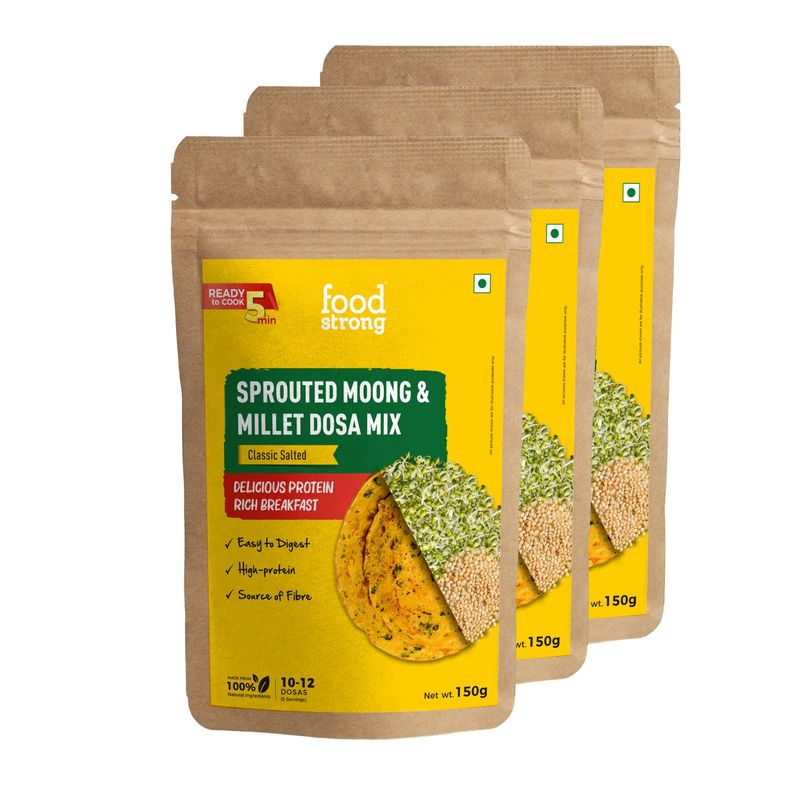 foodstrong Sprouted Moong Dosa Mix - Classic Salted - Pack Of 3: Buy ...