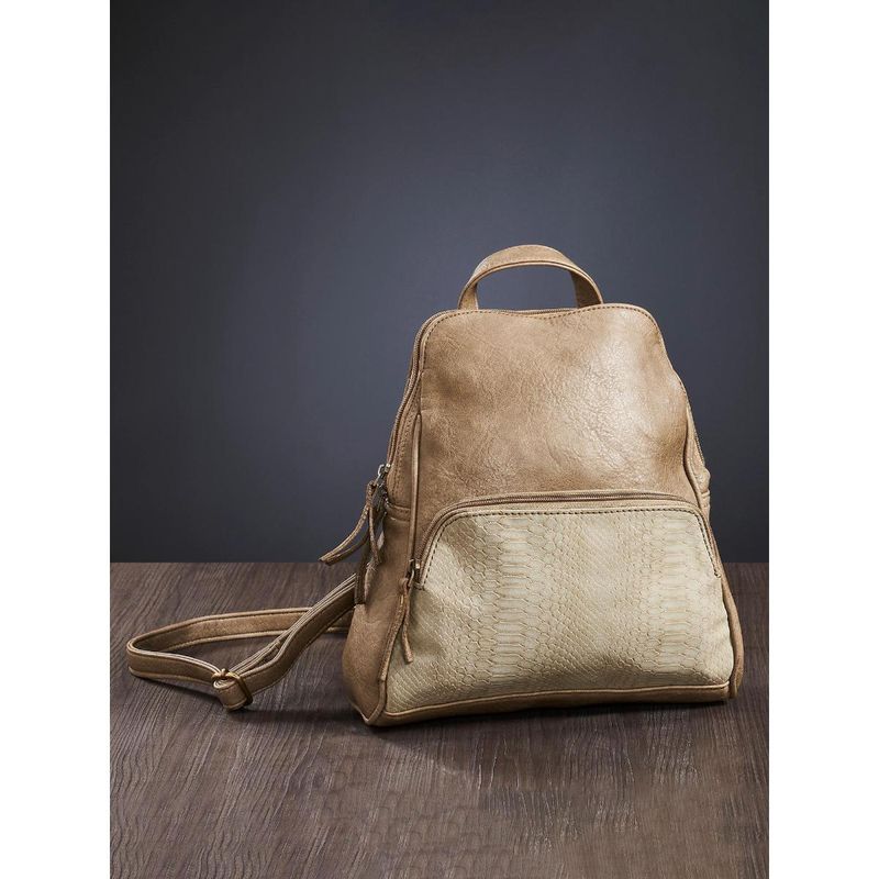 Buy Mona B Womens Beige Stylish Design Convertible Backpack Online