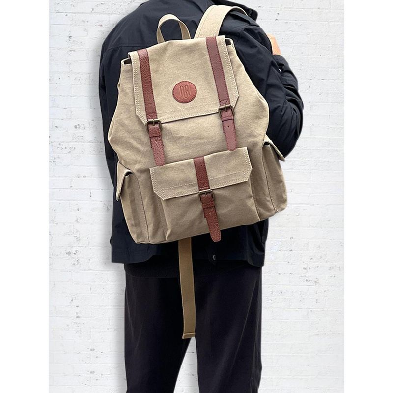 Buy Mona B Unisex Beige Canvas 14 inch Laptop Backpack Online