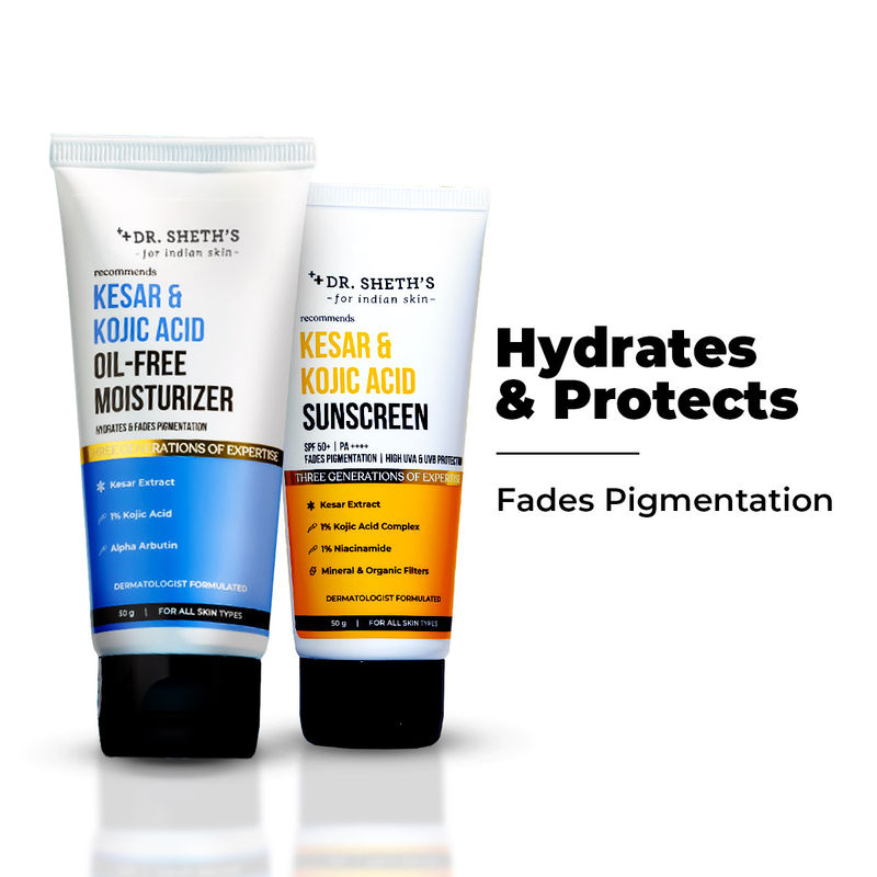 Buy Dr. Sheth's Pigmentation-Free Duo - Kesar & Kojic Sunscreen SPF 50 ...