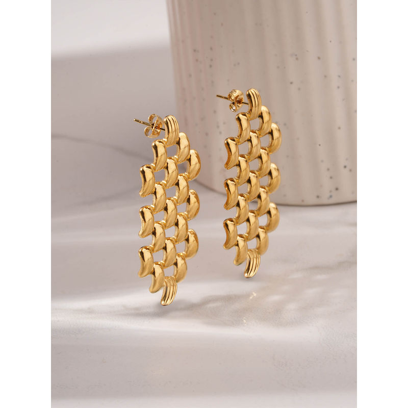 Buy Palmonas Hexagonal Grid Drop Earrings For Women - Waterproof And ...