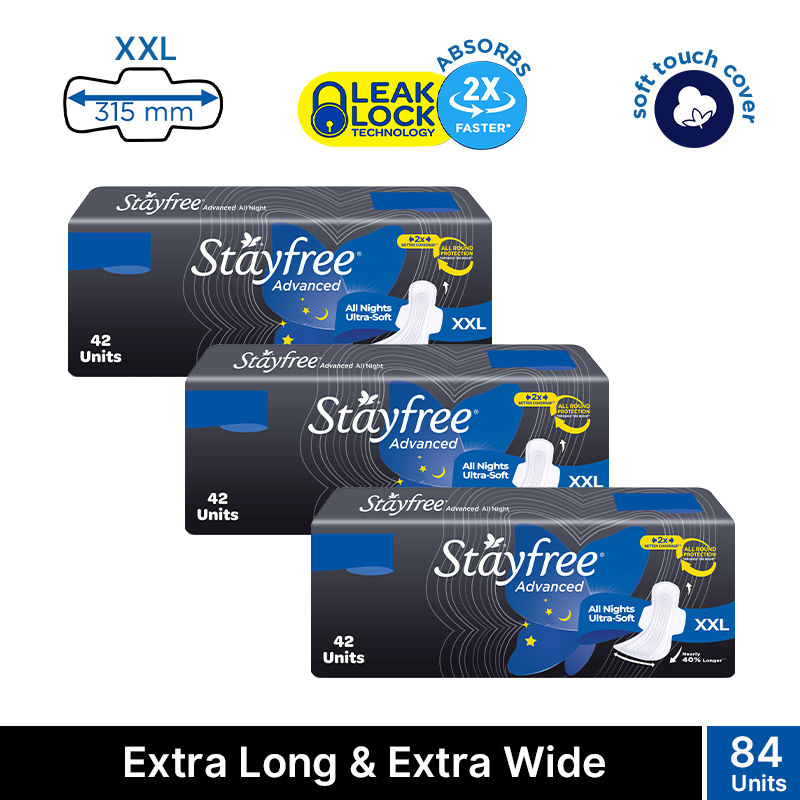 Buy Stayfree Advanced All Nights Sanitary Pads with Cottony Soft Cover ...