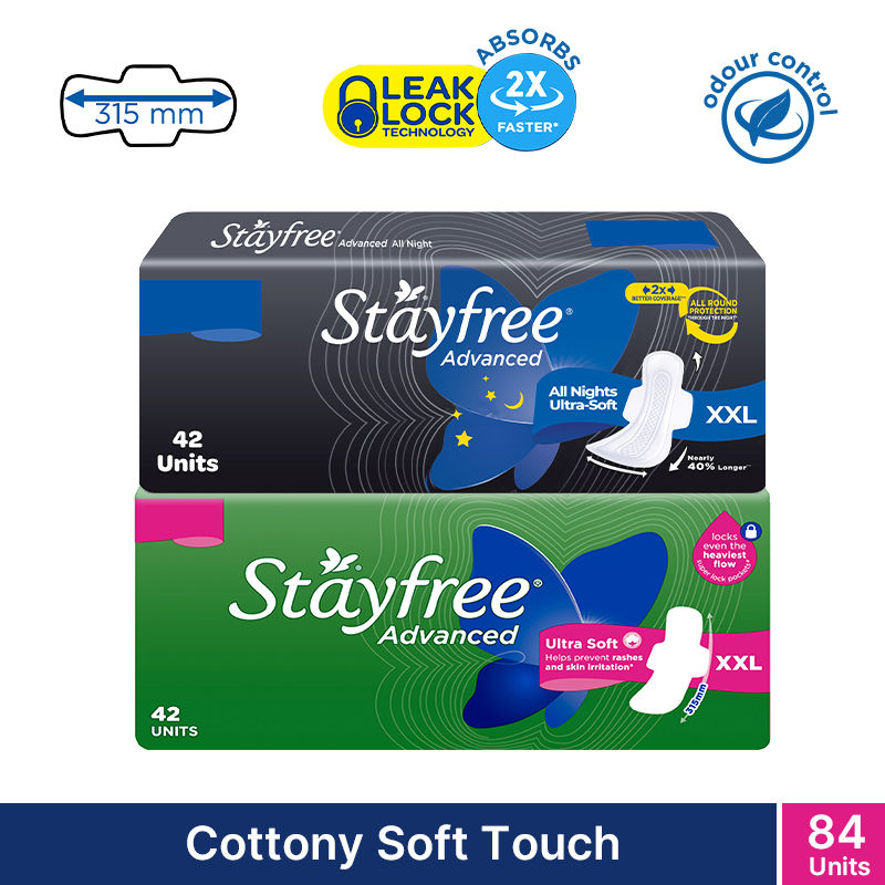 Buy Stayfree Advanced Day & Night Sanitary Pads Combo for Heavy Flow ...