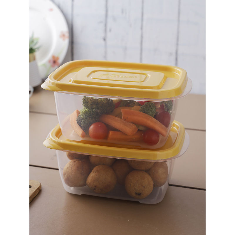 Lock & Lock Easy Lock Plastic Food Storage Container With Yellow Lid ...