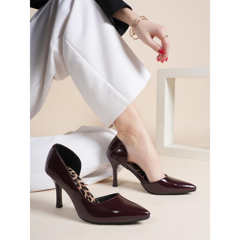 Buy Drop Bold Maroon Pointed Toe Stilettos Heels For Women Online