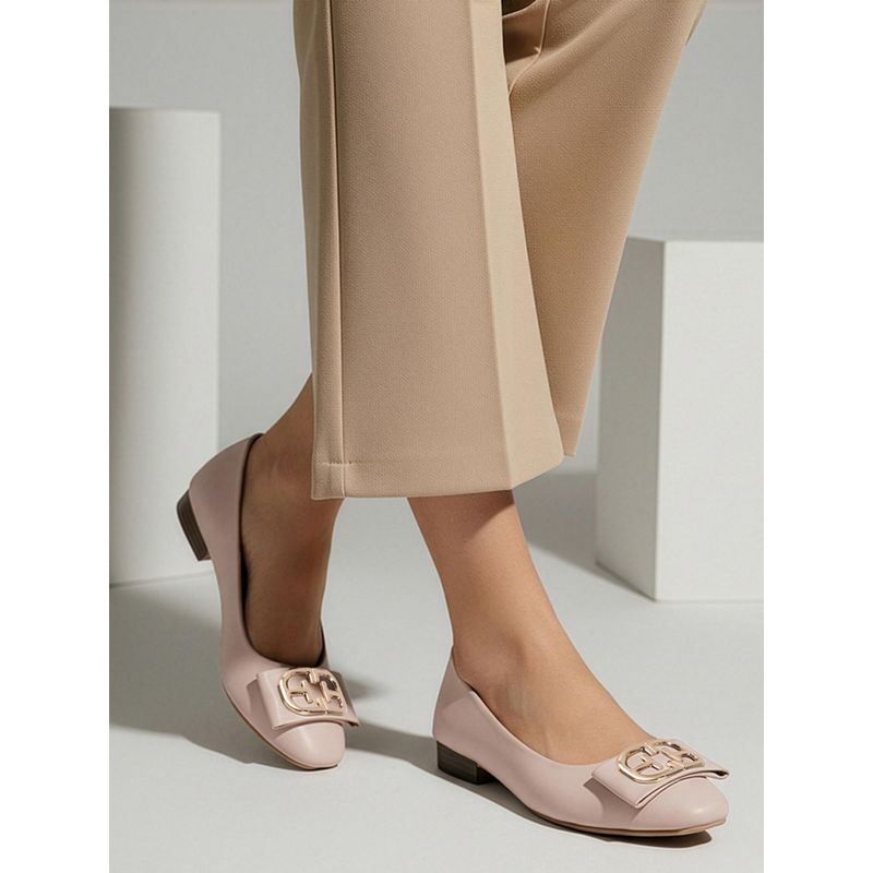 Buy ELLE Women Cream Square Toe Ballerina Online