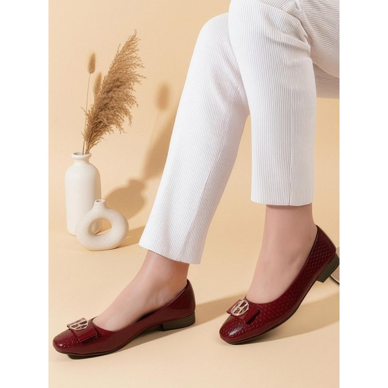 Buy ELLE Women Maroon Square Toe Ballerina Online
