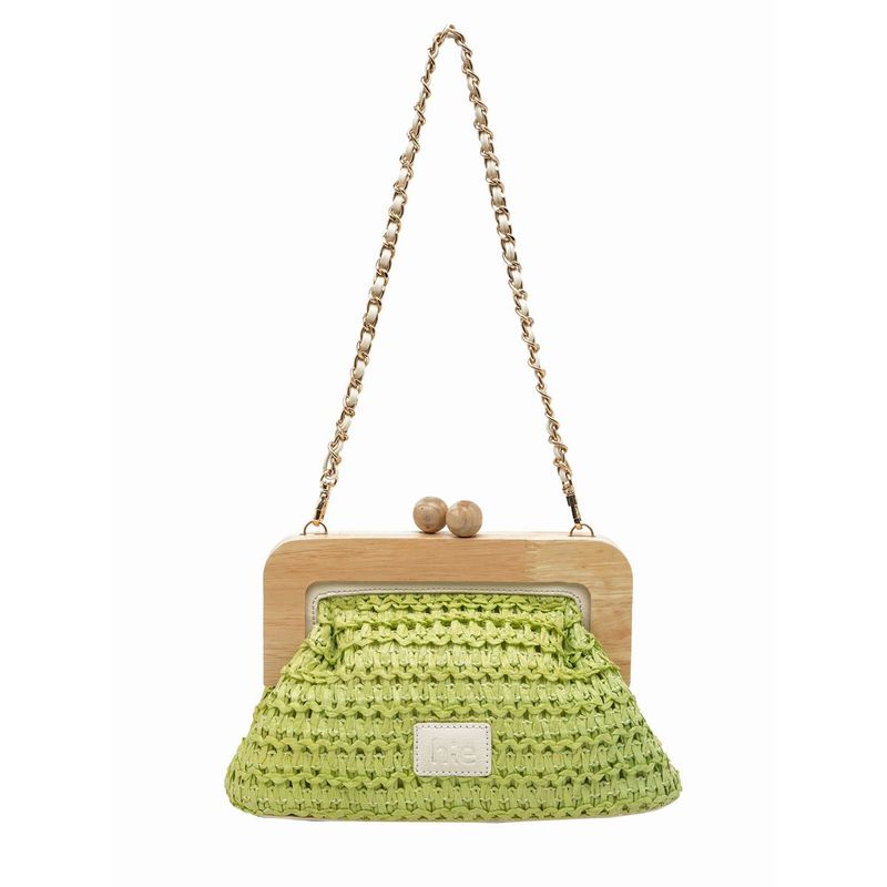 Buy HIE Green Phoebe Clutches with Detachable Sling Chain Online