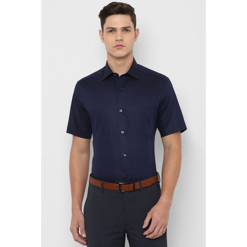 Buy Louis Philippe Men Navy Classic Fit Solid Half Sleeves Formal Shirt ...