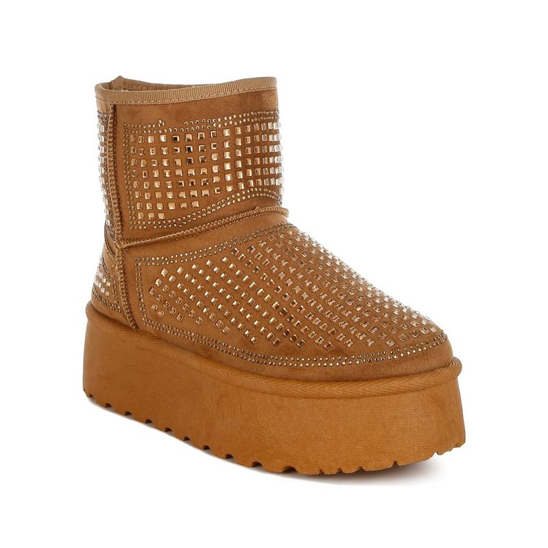 Buy London Rag Tan Chunky Rhinestones Ankle Boots Online