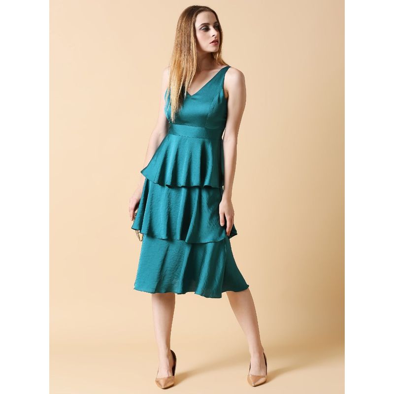 Buy RSVP By Nykaa Fashion Teal Ruffle Me Crazy Midi Dress - Green Online