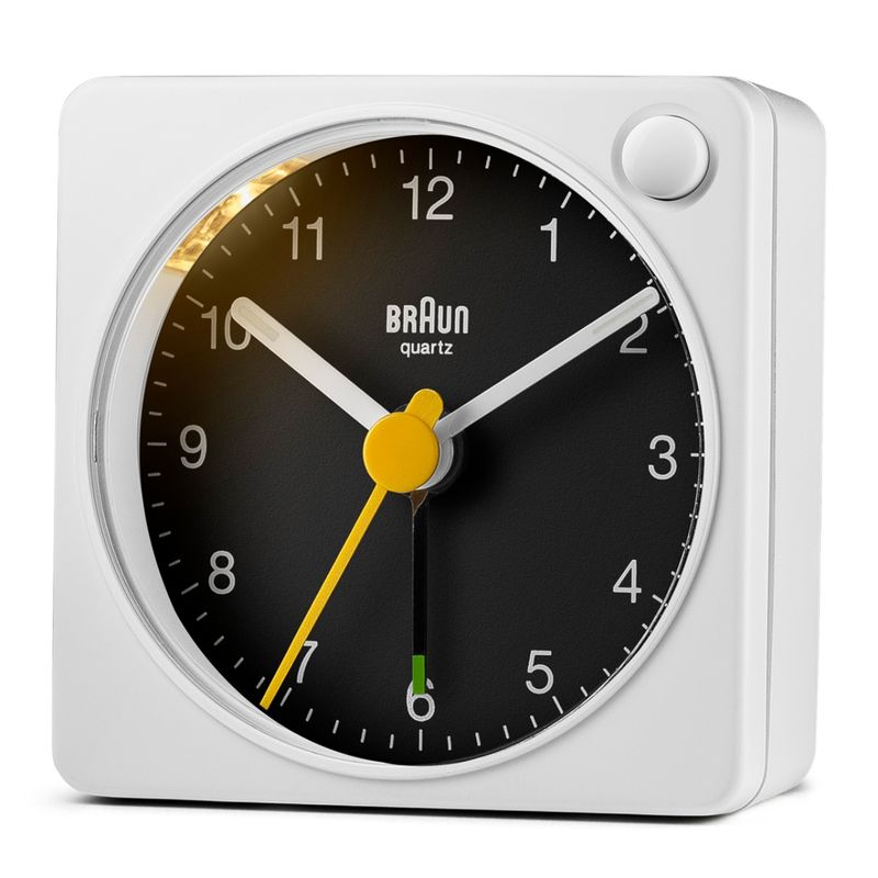 Buy Braun Classic travel Analogue Clock with Snooze and Light in White ...