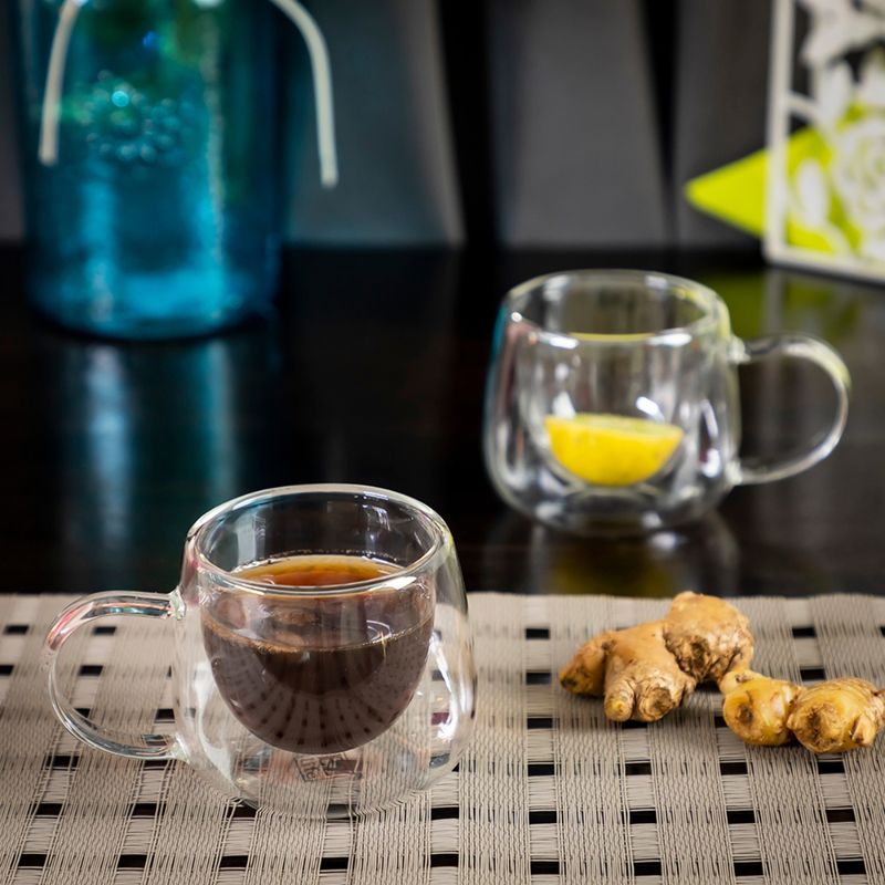 Buy EZ Life Borosilicate Double Walled Cappuccino Glass Mugs with ...