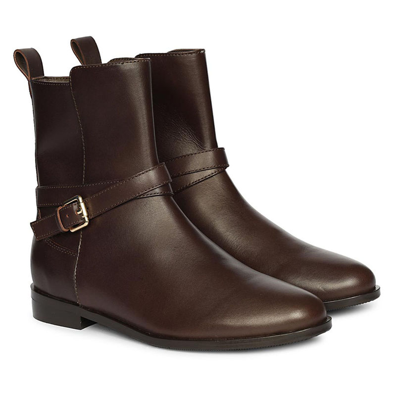 Buy Saint G Zola Brown Leather Buckle Ankle Boots Online