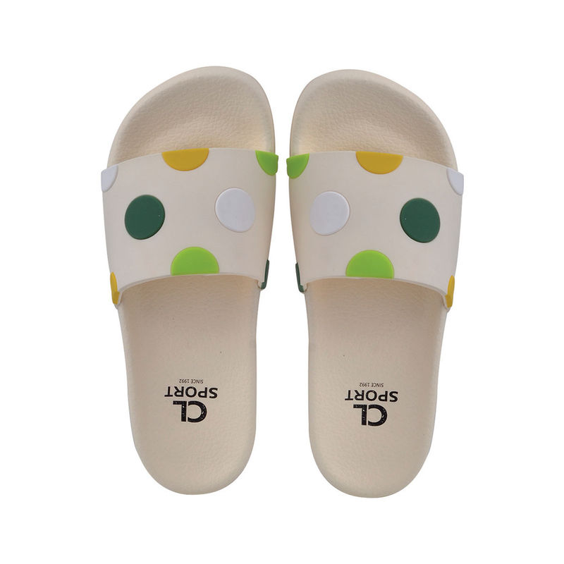 Buy Carlton London Beige Yellow Polka Dots Sliders Online