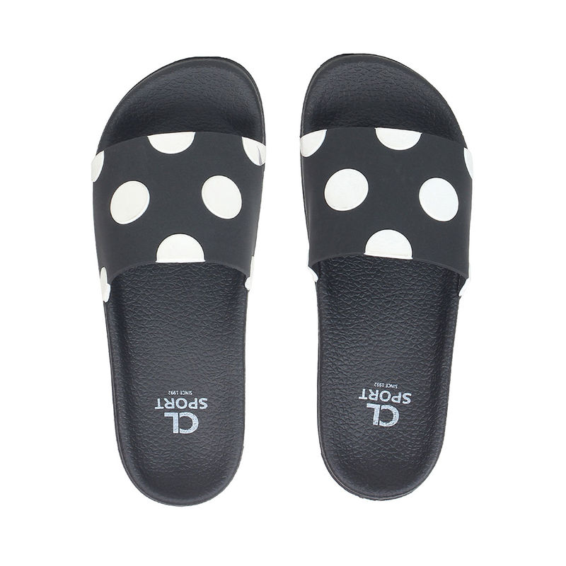 Buy Carlton London Black White Polka Dots Sliders Online