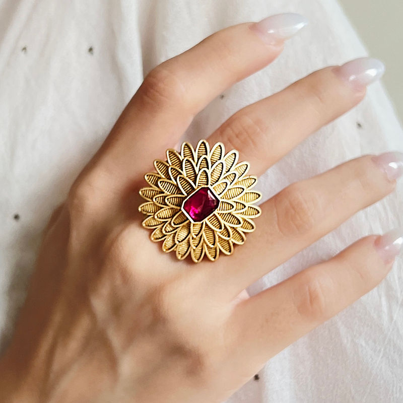 Buy Azai by Nykaa Fashion Gold Flower Power Festive Ring Online