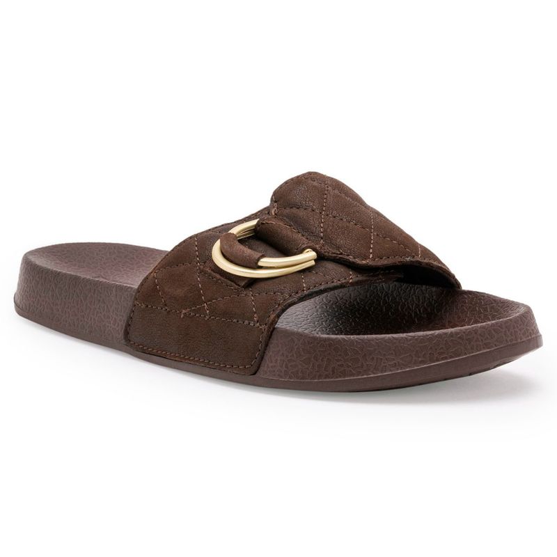 Buy Red Tape Womens Solid Brown Sliders Online