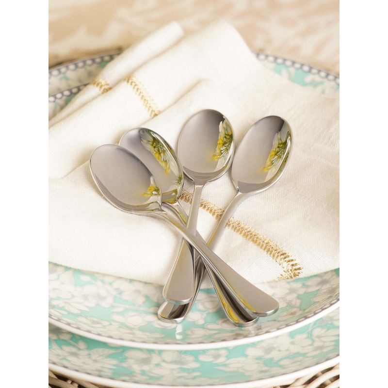 Buy Pure Home + Living Silver Stainless Steel Tea Spoons (Pack of 4) Online