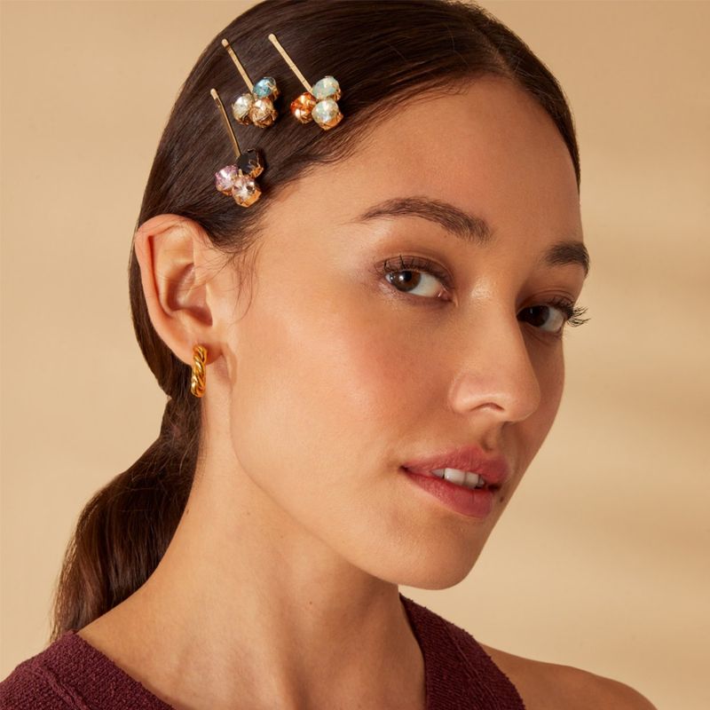 Buy Accessorize London Womens Multi 3 Colour Gem Slides Hair Clip Online