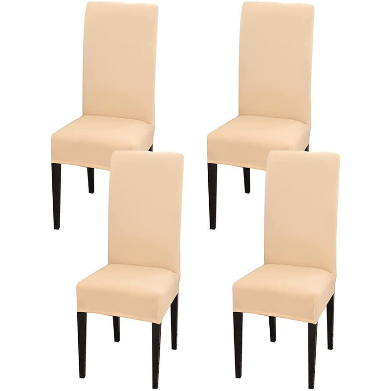 Buy House of Quirk Cream Stretch Removable Washable Short Dining Chair ...