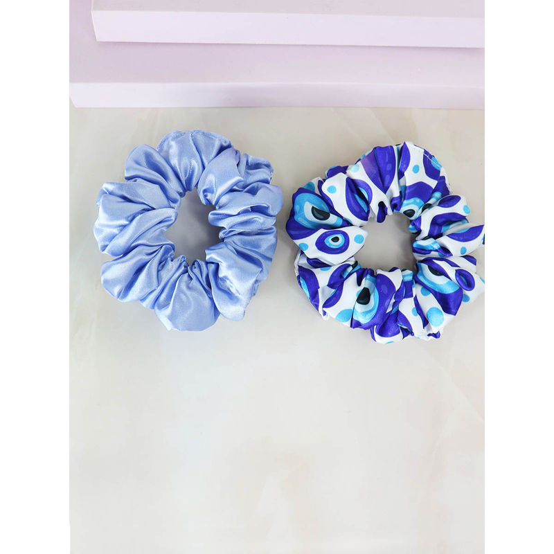 Buy Soho Boho Studio Blue Evil Eye Scrunchies (Pack of 2) Online