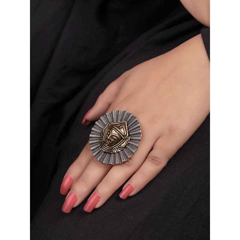 Buy Infuzze Women Oxidised Silver Toned & Antique Gold Toned Goddess ...