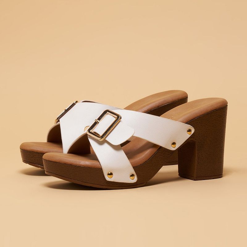 Buy Eridani Bailey White Sandal Heels Online