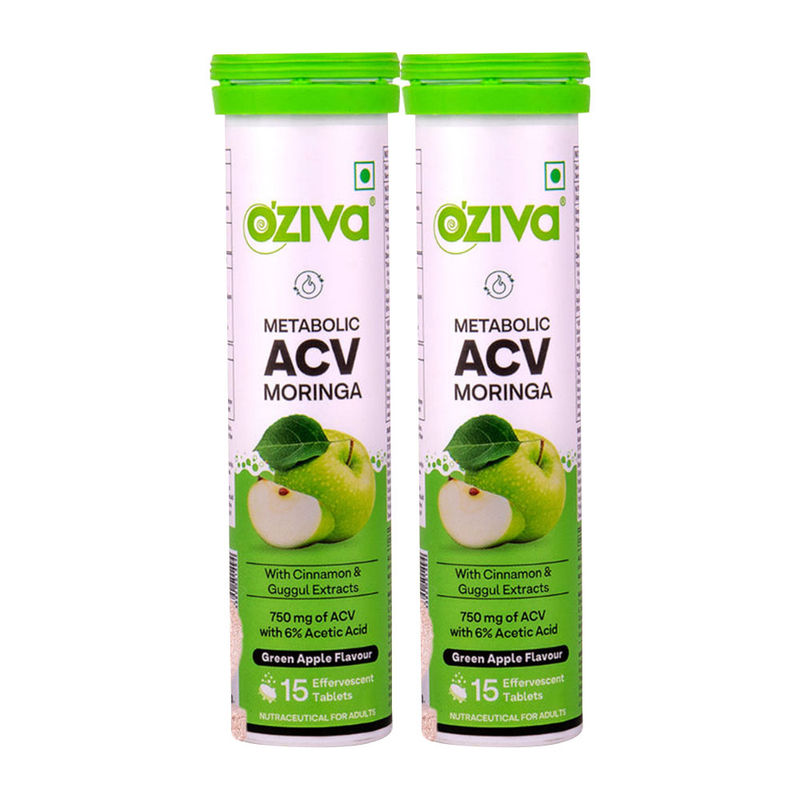 Buy Oziva ACV Moringa Tablets - Green Apple Flavour (Pack of 2) Online