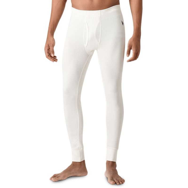 Buy U.S. POLO ASSN. Men Ecru I753 Mid Rise Snug Fit Solid Thermal Pants ...