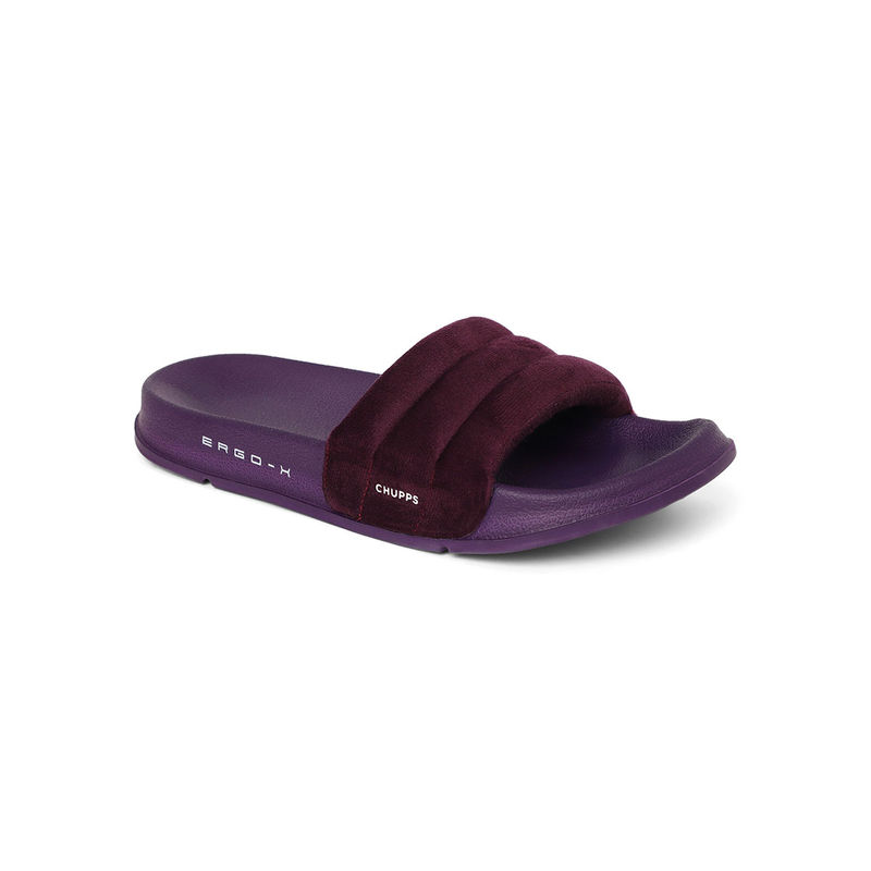 Buy Chupps Bandwidth Sliders Wowomen Casual Sliders Maroon & Purple Online