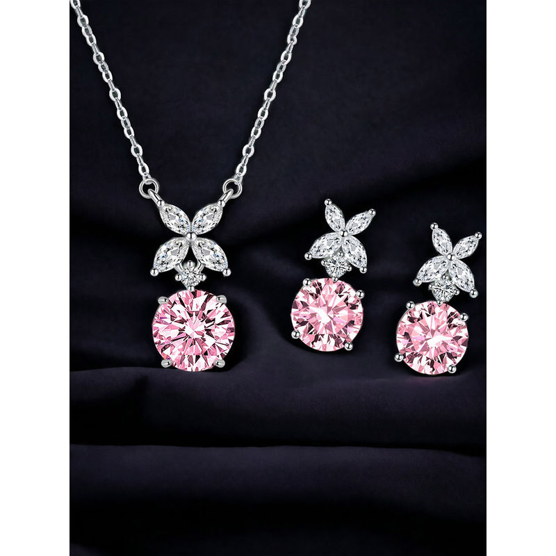 Buy Designs & You Silver Plated Cz Studded Anti Tarnish Pink ...