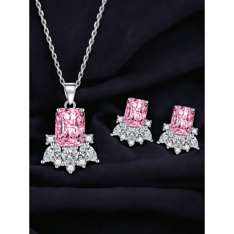 Buy Designs & You Silver Plated Cz Studded Anti Tarnish Pink ...