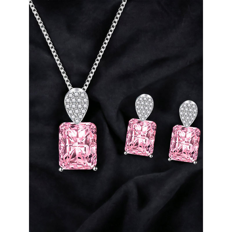 Buy Designs & You Silver Plated Cz Studded Anti Tarnish Pink ...