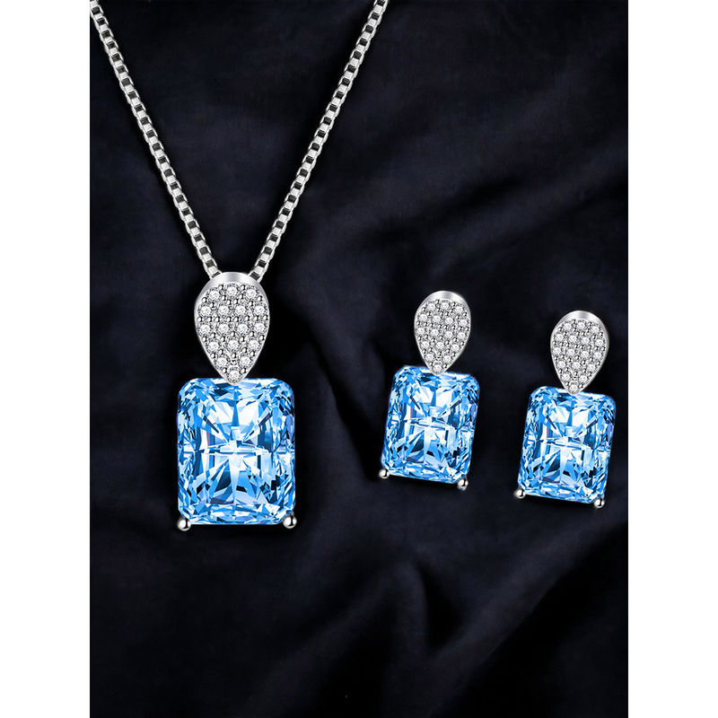 Buy Designs & You Silver Plated Cz Studded Anti Tarnish Blue ...