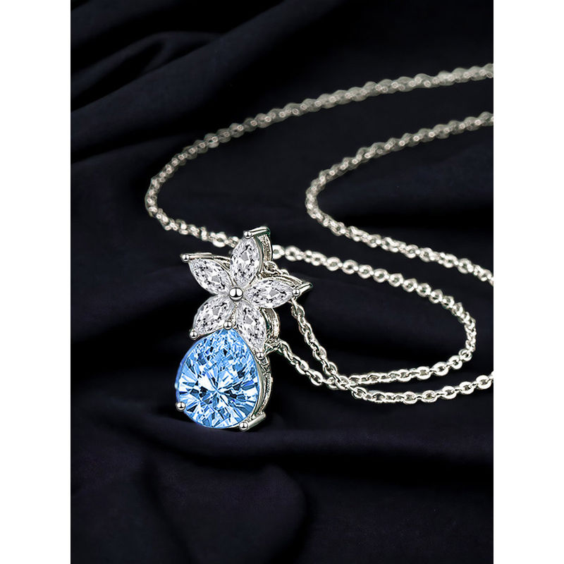 Buy Designs & You Silver Plated Cz Anti Tarnish Blue Teardrop Shape ...